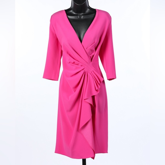 Escada | Dresses | Nwt Escada Drahna Knee Length Faux Wrap Dress In Lollypop Pink | Poshmark